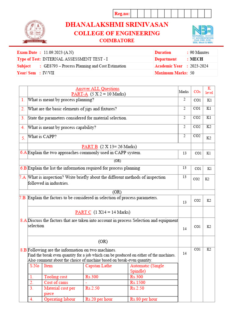 Ppce Iat Set - I Mech 2023 | PDF