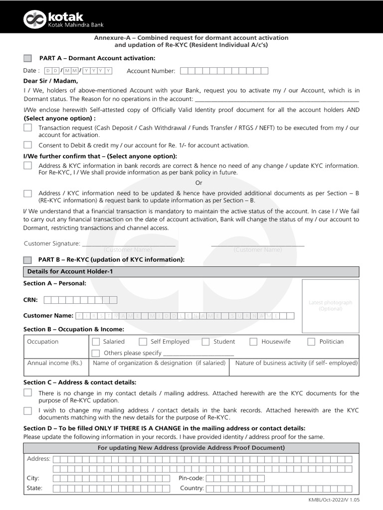 Request Letter For Activation of Account of Resident Individual | PDF | Banking Technology ...