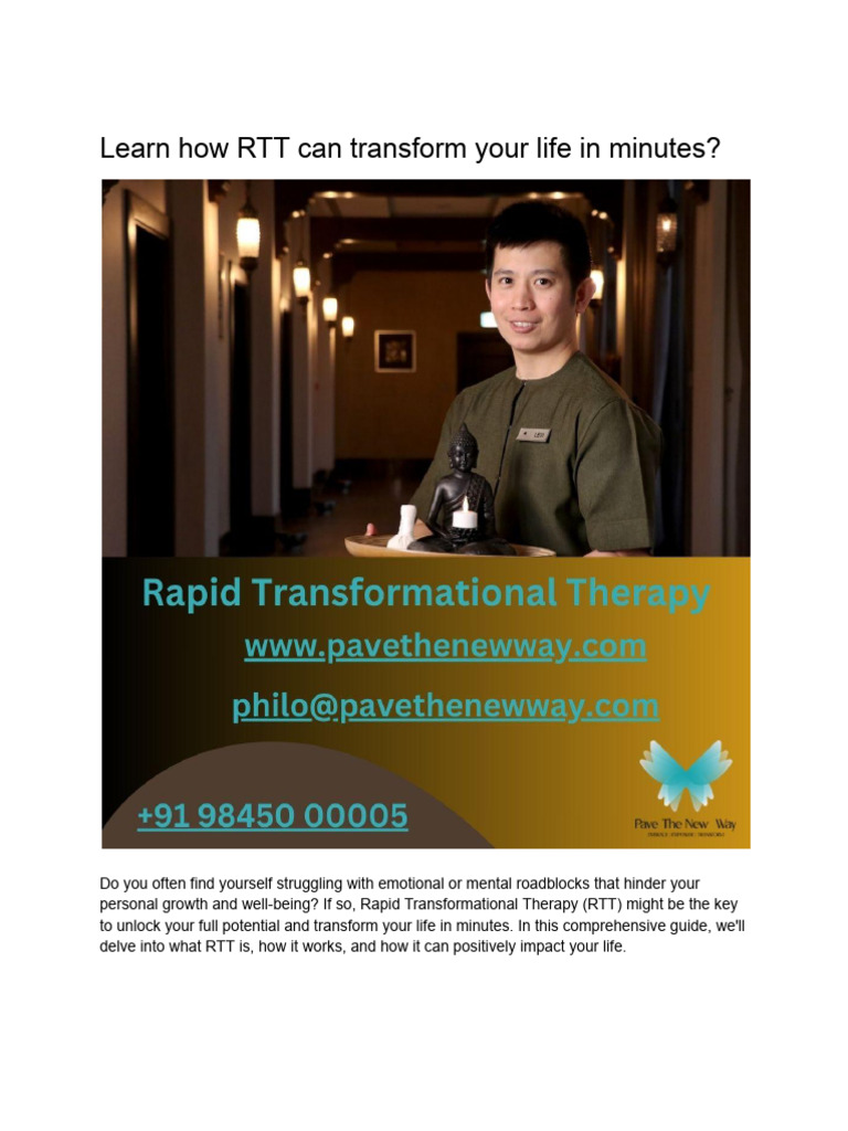 Learn How RTT Can Transform Your Life in Minutes | PDF | Psychotherapy ...