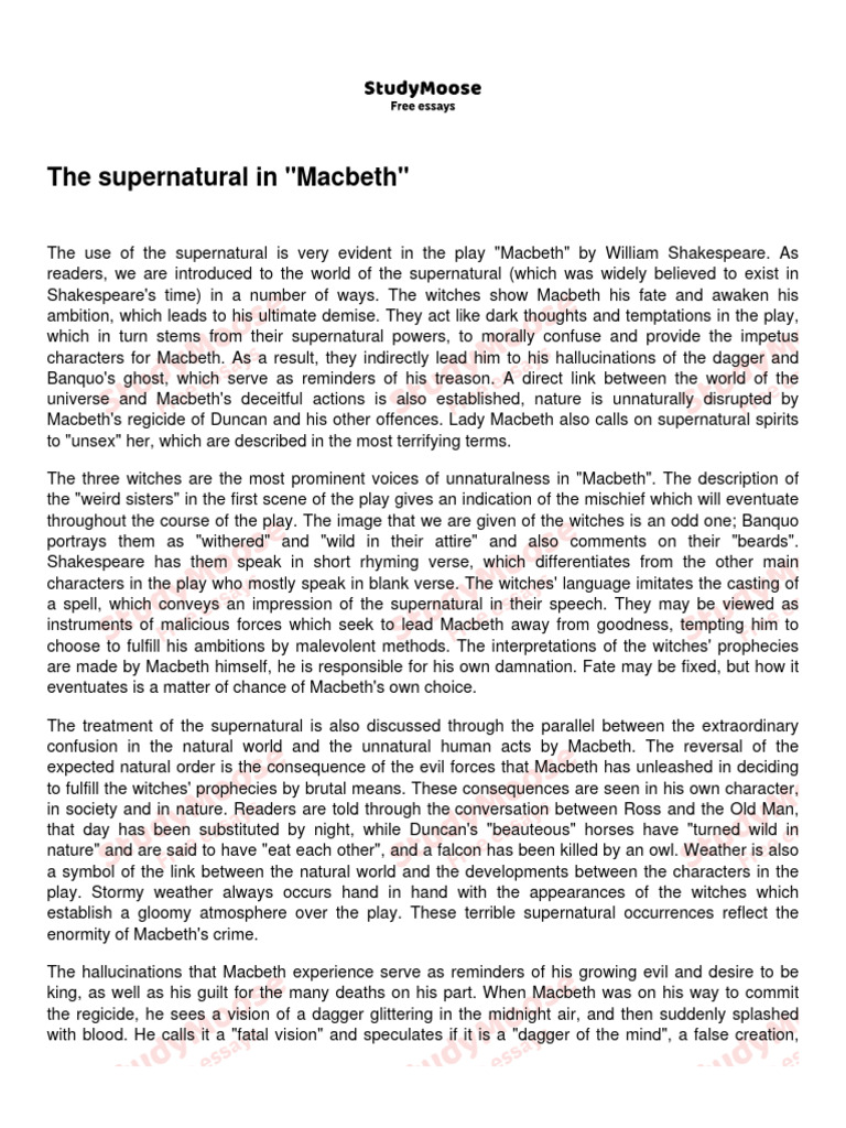 Supernatural Elements in Macbeth | PDF | Macbeth