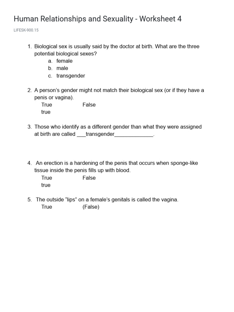 Worksheet 4 2 | Download Free PDF | Sexual Orientation | Gender