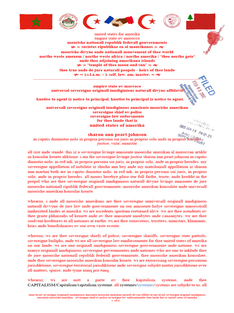 Sovereigne Shief Ov Polise Affidavid + Sharon Ann Peart Johnson | PDF