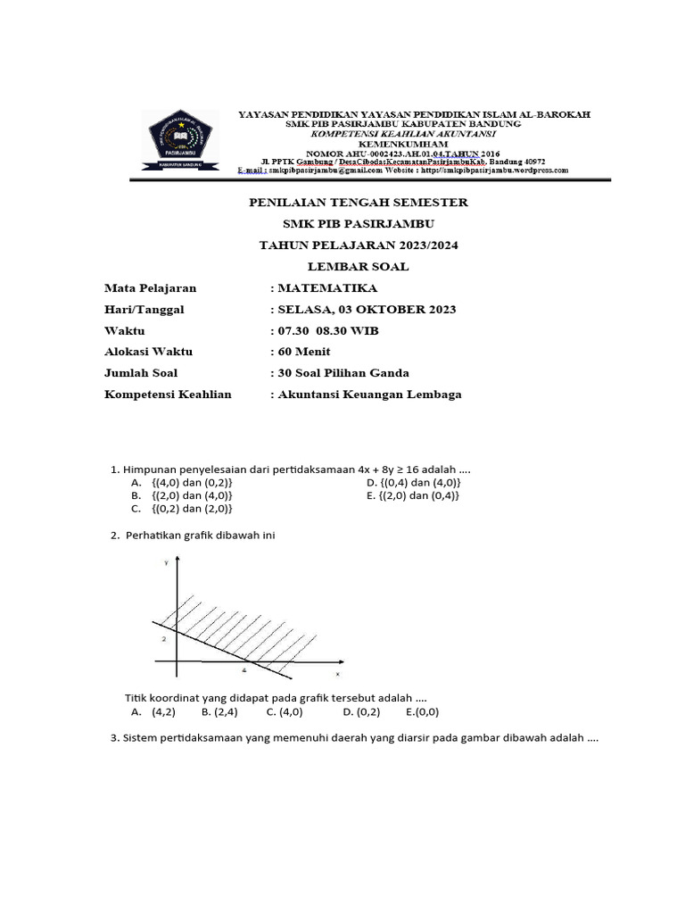 Format Naskah Soal PTS | PDF