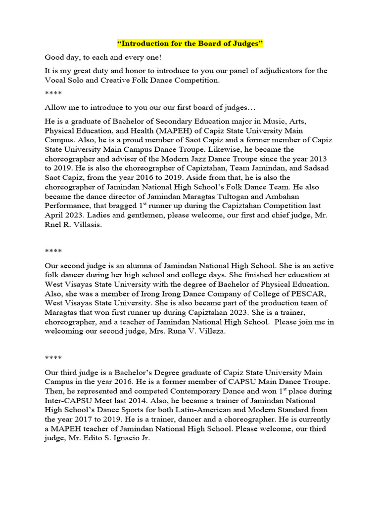 Introduction For The Board of Judges | PDF