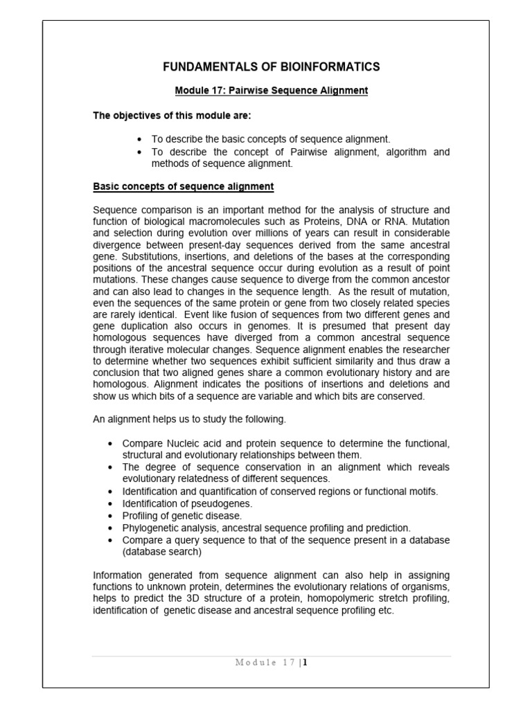 Pairwise Sequence Alignment Pdf Sequence Alignment Nucleic Acid Sequence