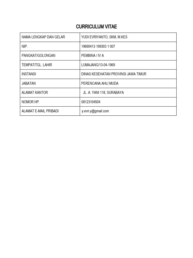 CV Yudi Dinkes 2023 | PDF