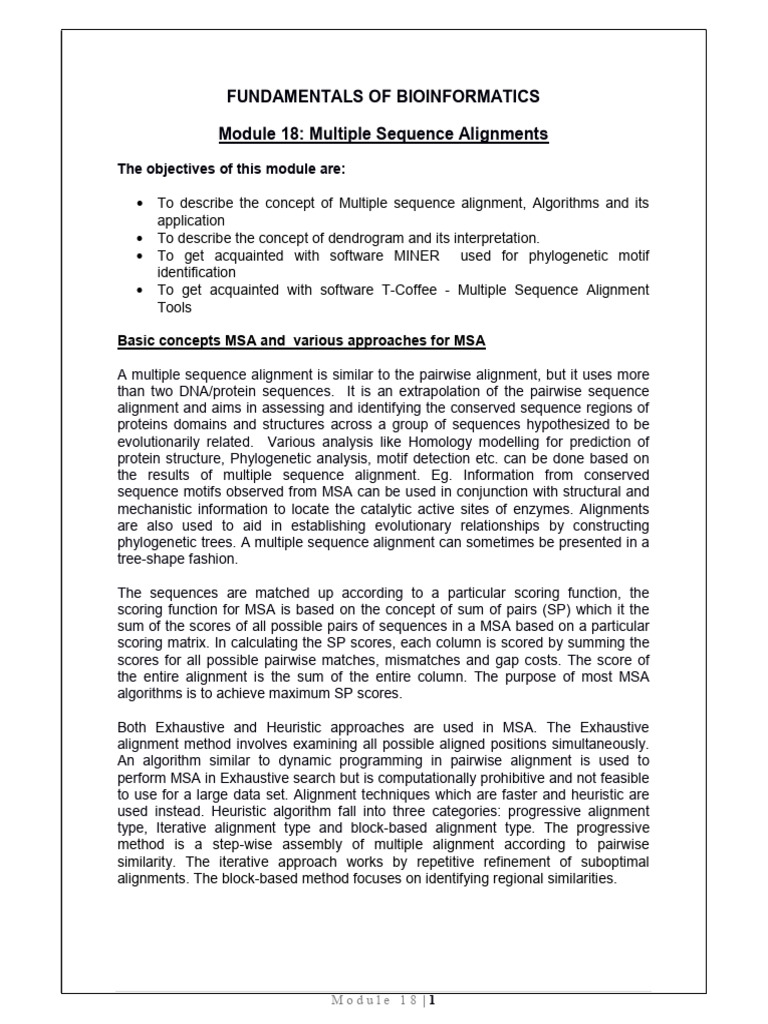 Multiple Sequence Alignments in Bioinformatics | PDF | Sequence ...