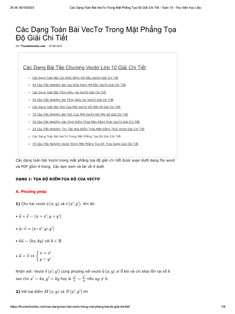 Chương 4 Vecto | PDF