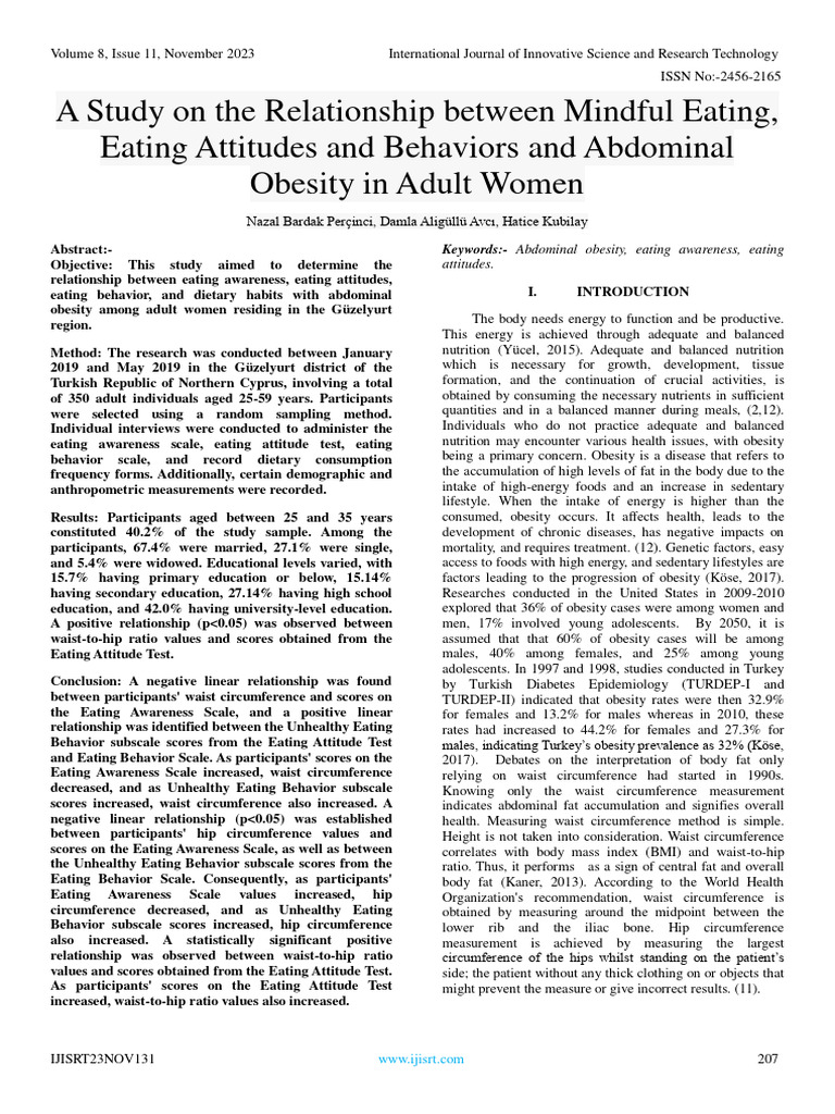 A Study On The Relationship Between Mindful Eating, Eating Attitudes ... A Study On The Relationship Between Mindful Eating, Eating Attitudes ...