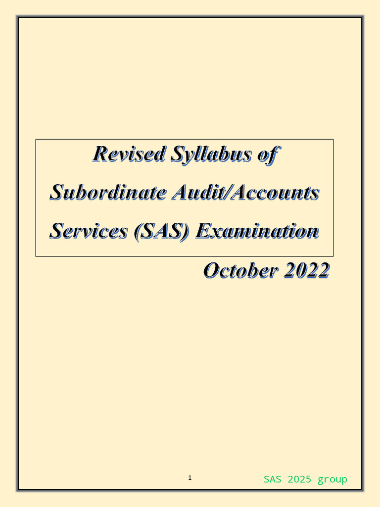 SAS New Syllabus From 2024 Exam Final | PDF | Audit | Value Added Tax