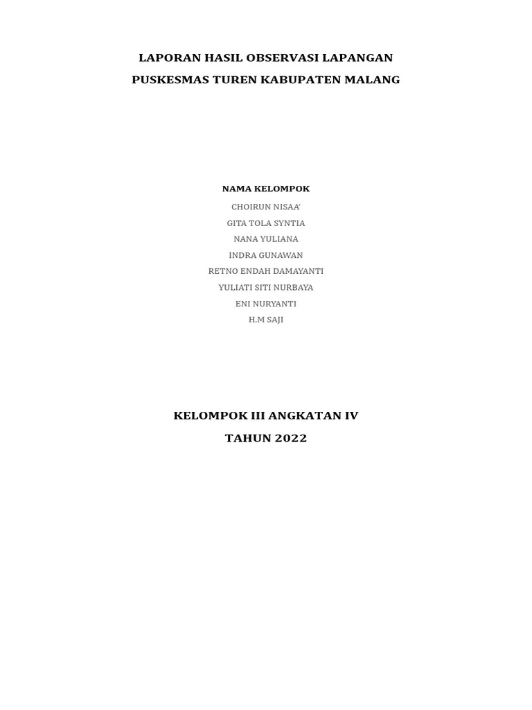 Laporan Hasil Observasi Lapangan | PDF | Sains & Matematika
