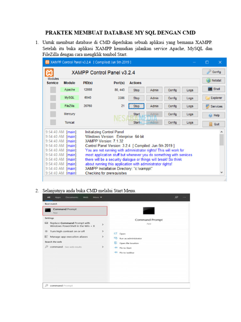 Praktek Membuat Database My SQL Dengan CMD | PDF