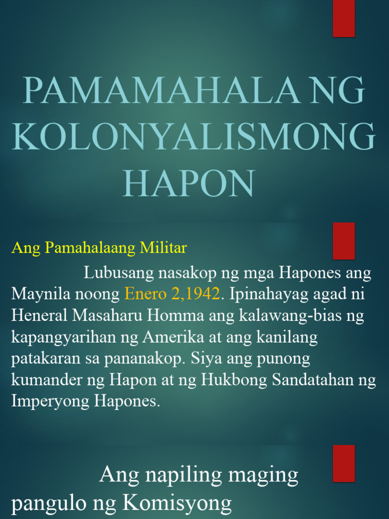 AP6 Q2 WEEK 5 Pamamahala NG Kolonyalismong Hapon | PDF