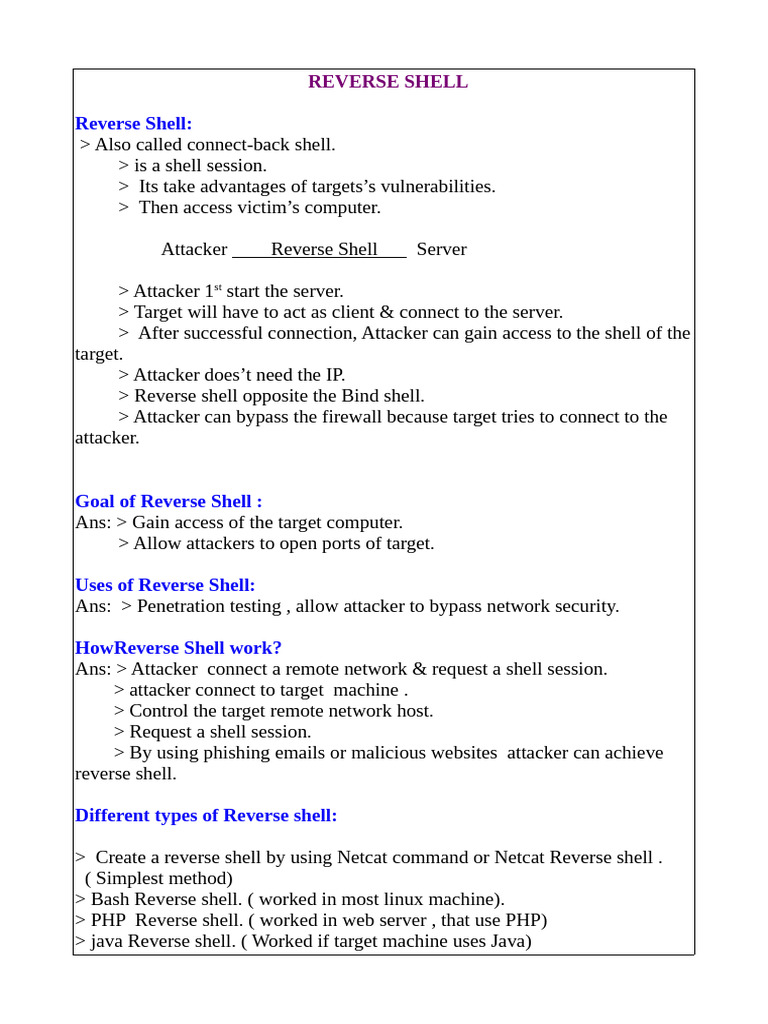 Reverse Shell1 | PDF | Port (Computer Networking) | Security Hacker