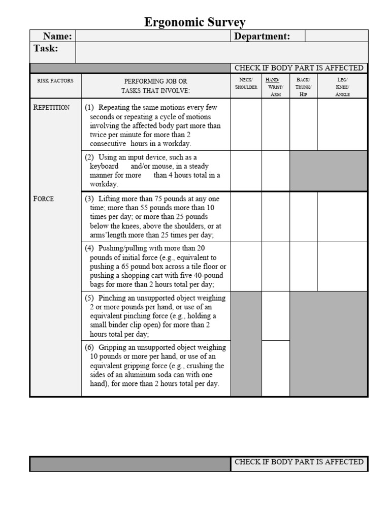Assessment-Plant Ergonomic SCREENING TOOL | PDF | Hammer