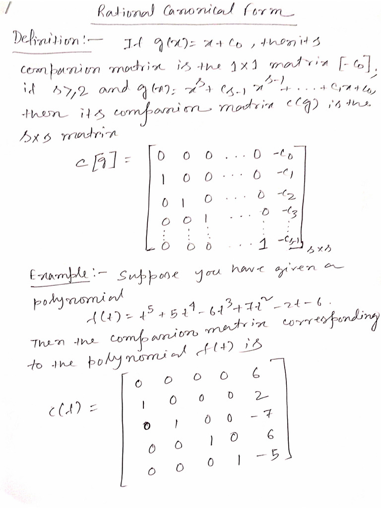 Rational Canonical Form | PDF