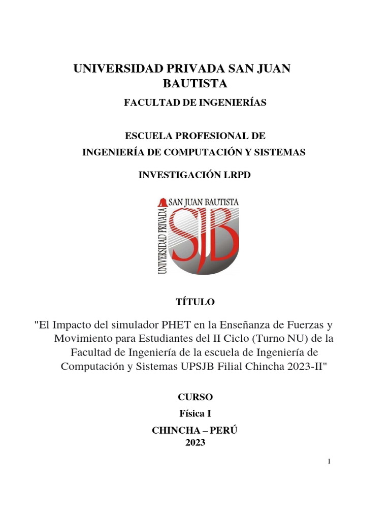 LRPD - Fisica I - Avance Ii | PDF | Experimentar | Simulación