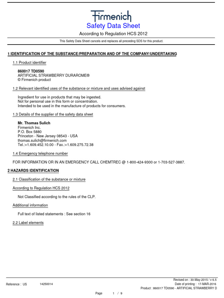 MSDS Strawberry Durarome | PDF | Combustion | Nature