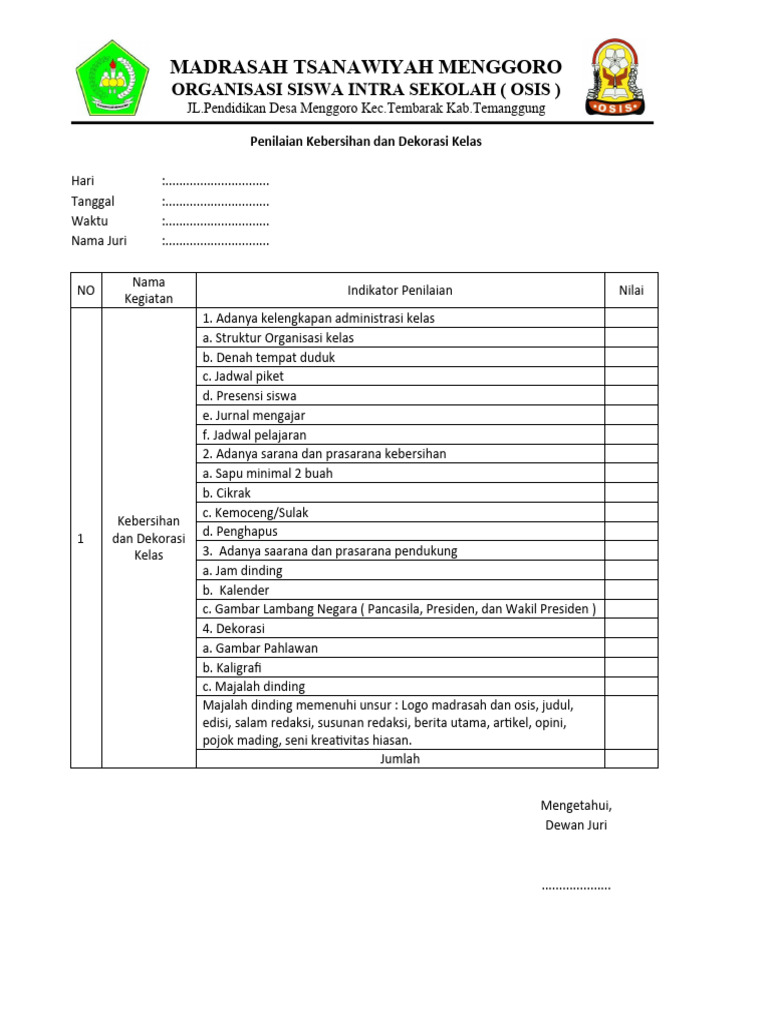 Form Penilaian Lomba | PDF