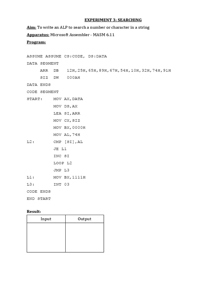 Mpmc Lab Program Searching Pdf