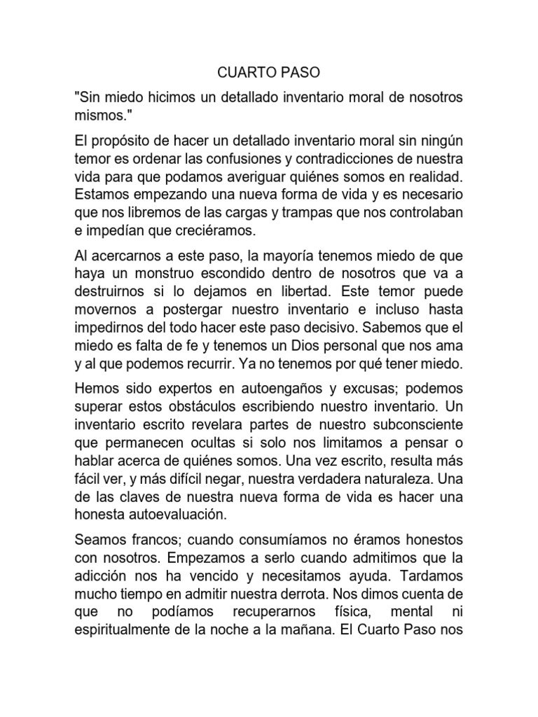 04 Cuarto Paso | PDF | Sufrimiento | Temor