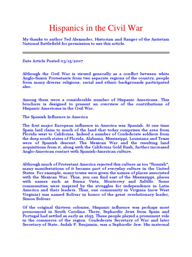 Hispanics in The Civil War | PDF