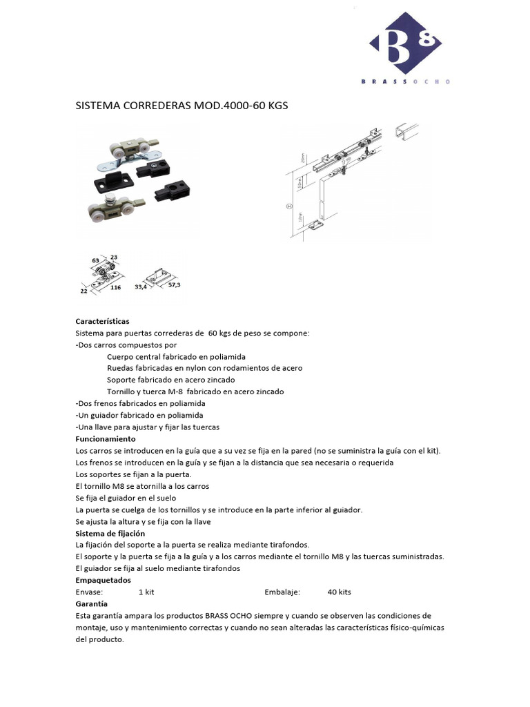 Sistema Correderas Mod 4000-60 KGS | PDF