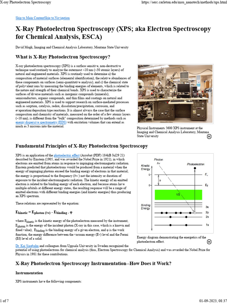 X-Ray Photoelectron Spectros | PDF | X Ray Photoelectron Spectroscopy ...