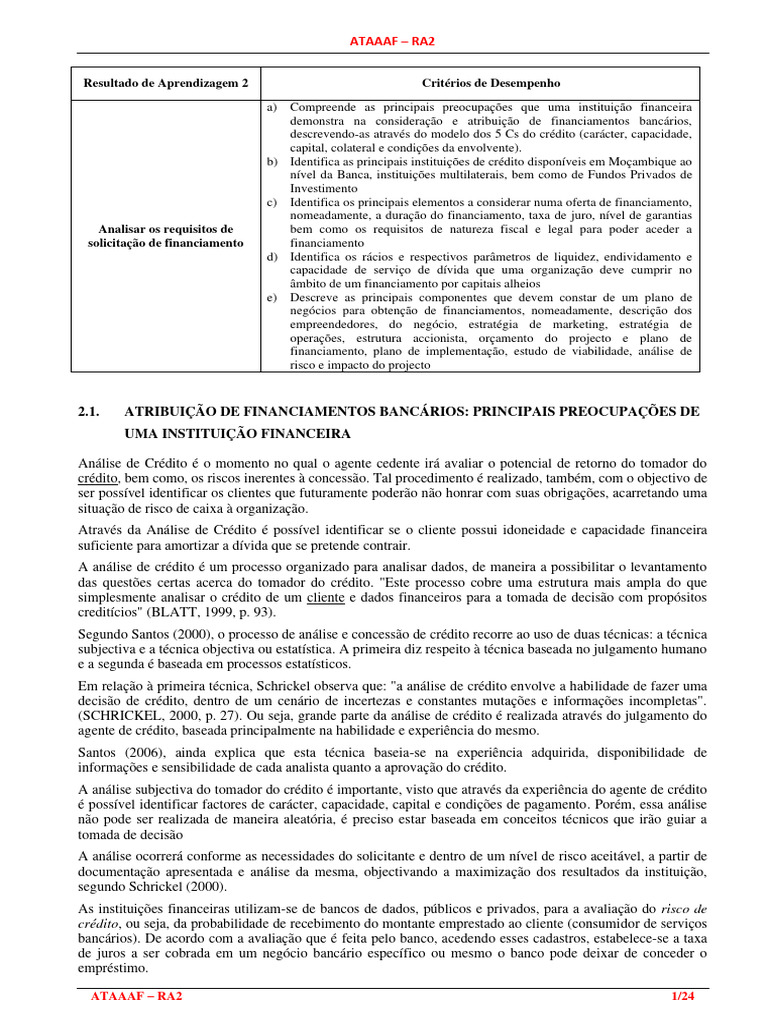 Ataaaf Ra2 - Cv5 s2 | PDF | Crédito | Finanças e Administração de Capital
