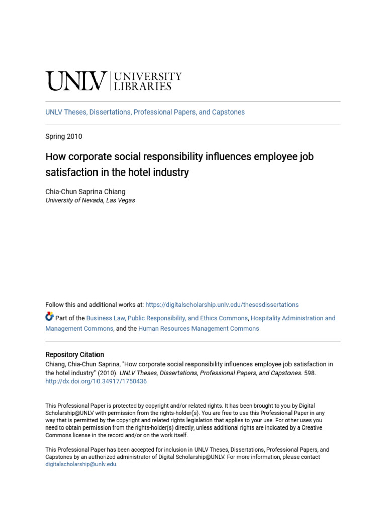 How Corporate Social Responsibility Influences Employee Job Satis | PDF ...