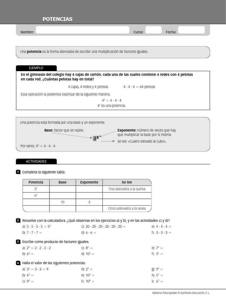 Refuerzatusconocimientos Potencias | PDF | Exponenciación | Multiplicación