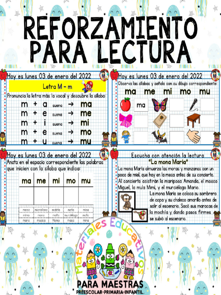 Reforzamiento para Aprender A Leer Recopilado Por Materiales Educativos para Maestras | PDF