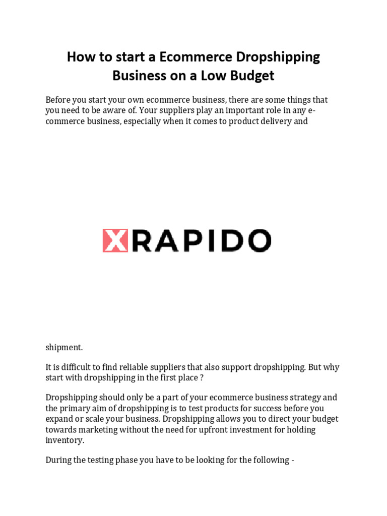 Start Dropshipping on Low Budget | PDF | E Commerce | Private Sector