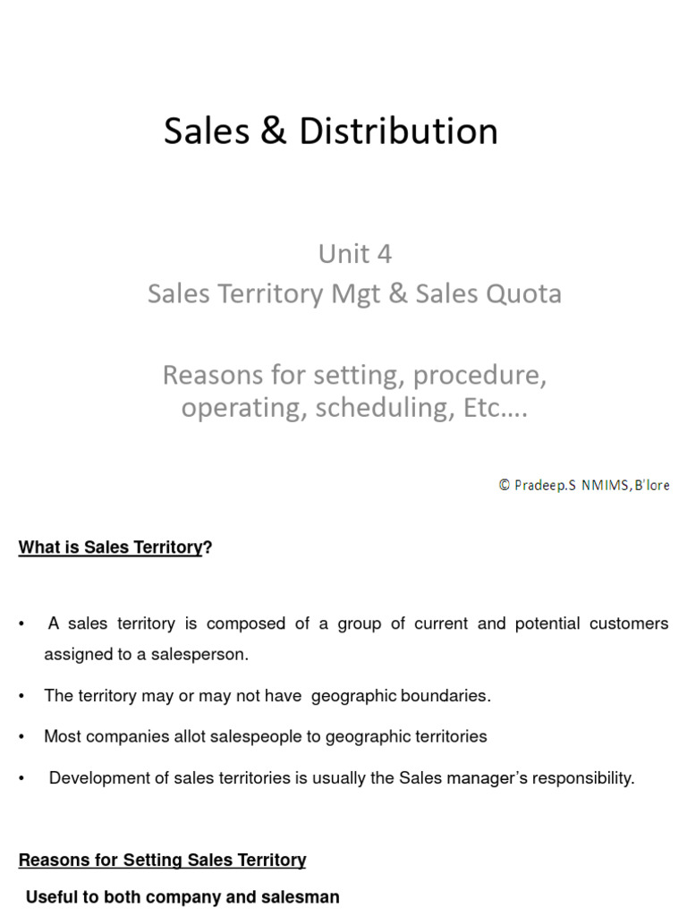 Unit 4 - Sales Territory MGT - Quota | PDF | Sales | Gross Margin