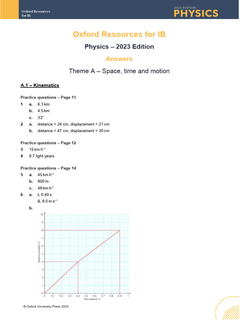 IB Physics Answers ThemeA | PDF | Force | Torque