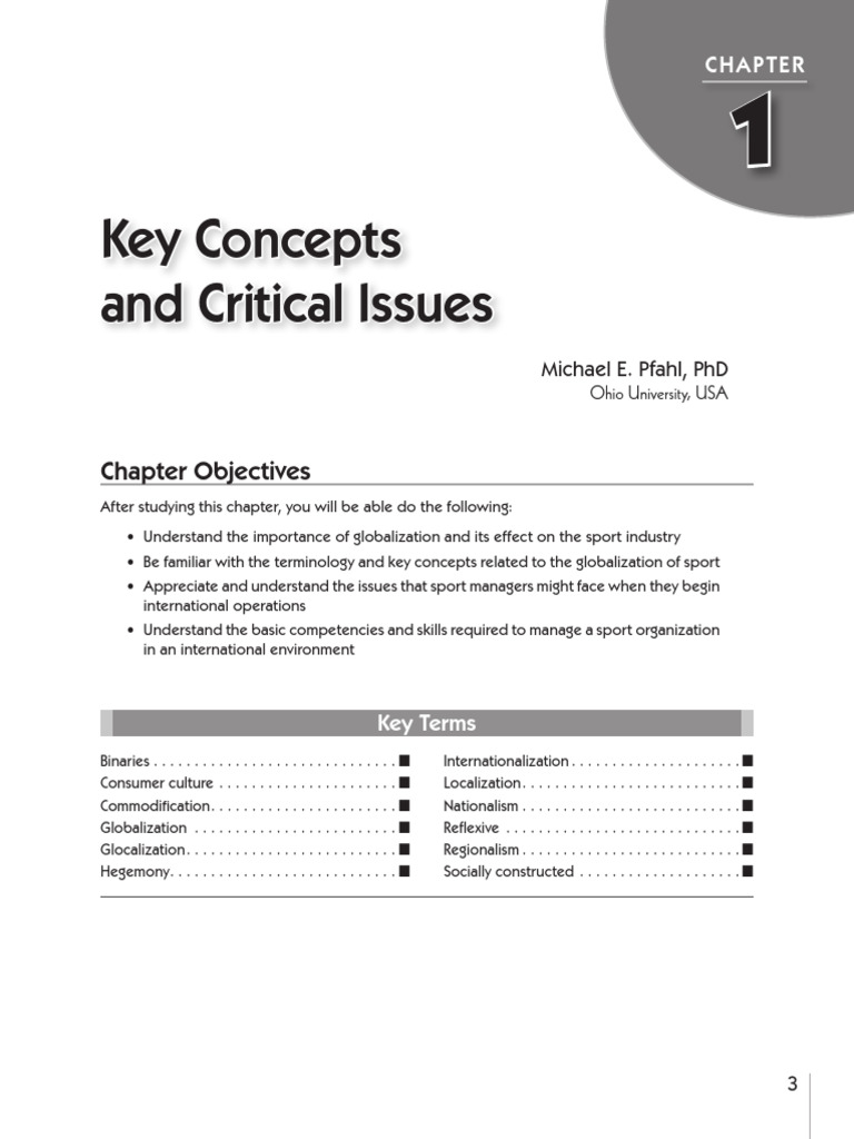 Chap 1 - Key Concepts and Critical Issues | PDF | Globalization | Sports