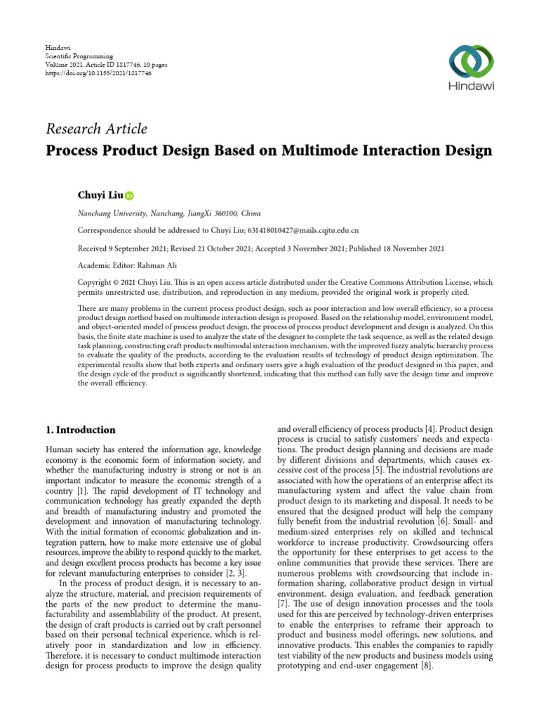 Research Article: Process Product Design Based On Multimode Interaction Design | PDF ...