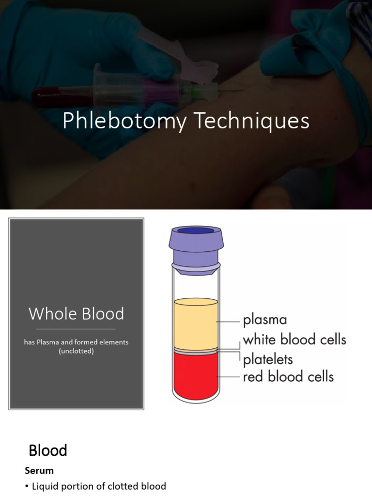 Phlebotomy Techniques | PDF | Blood Plasma | Medical Specialties