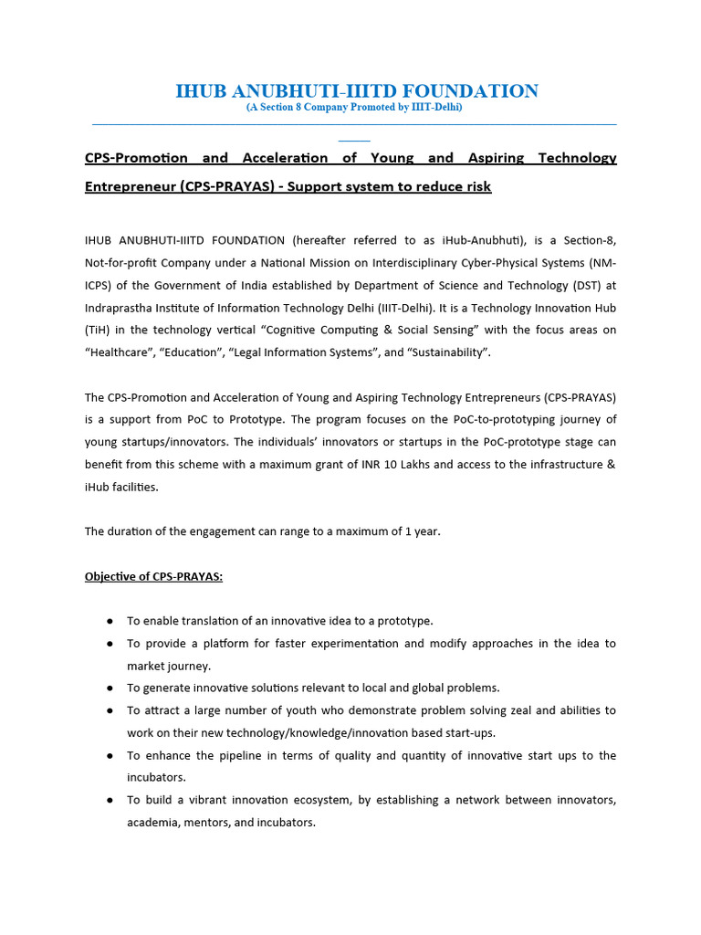 CPS Prayas | PDF | Startup Company | Small Business & Entrepreneurs