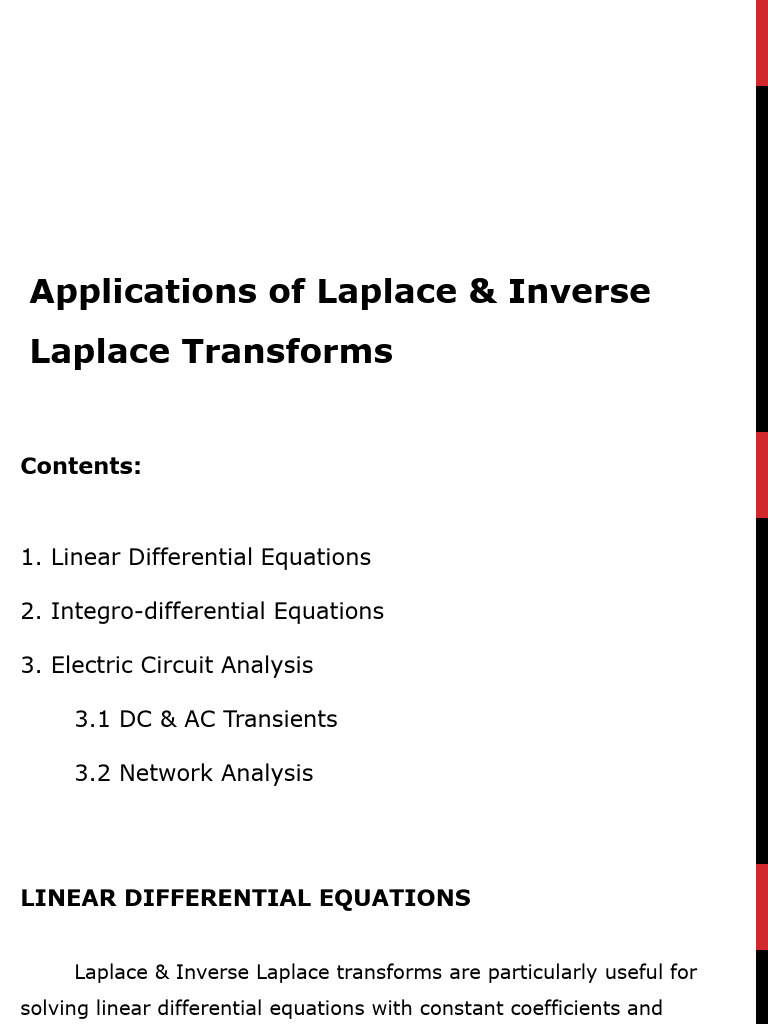EE234 - Lec 4 - Applications of Laplace and Inverse Laplace Transforms ... EE234 - Lec 4 - Applications of Laplace and Inverse Laplace Transforms ...