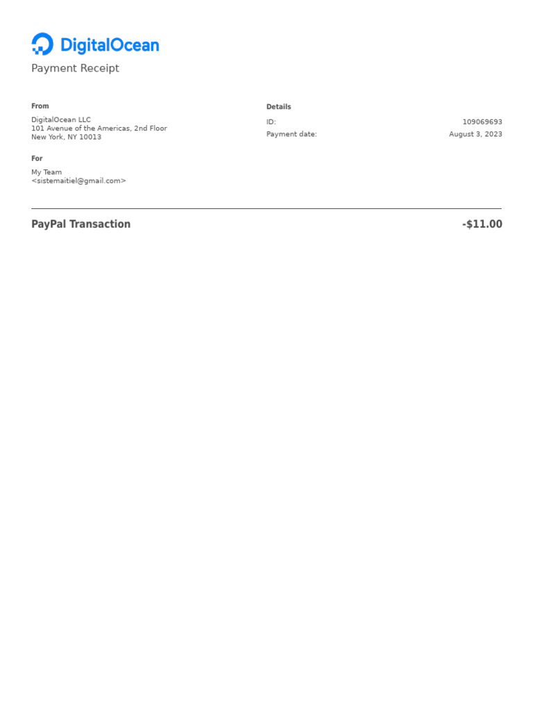 DigitalOcean Payment Receipt #109069693 | PDF