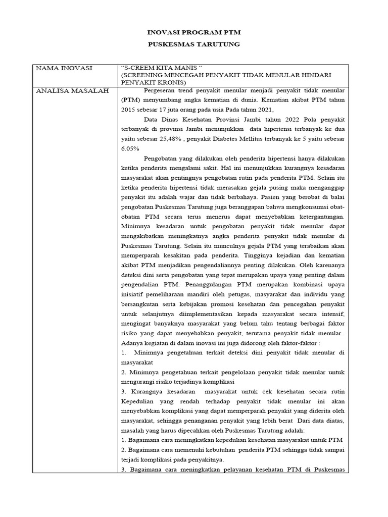 Inovasi Program PTM | PDF
