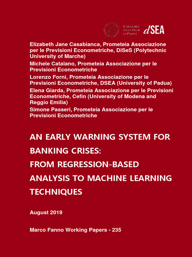 An Early Warning System For Banking Crises: From Regression-Based Analysis To Machine Learning ...