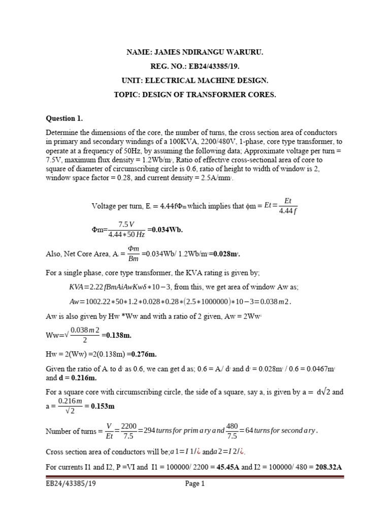 Core Design | PDF | Transformer | Power (Physics)