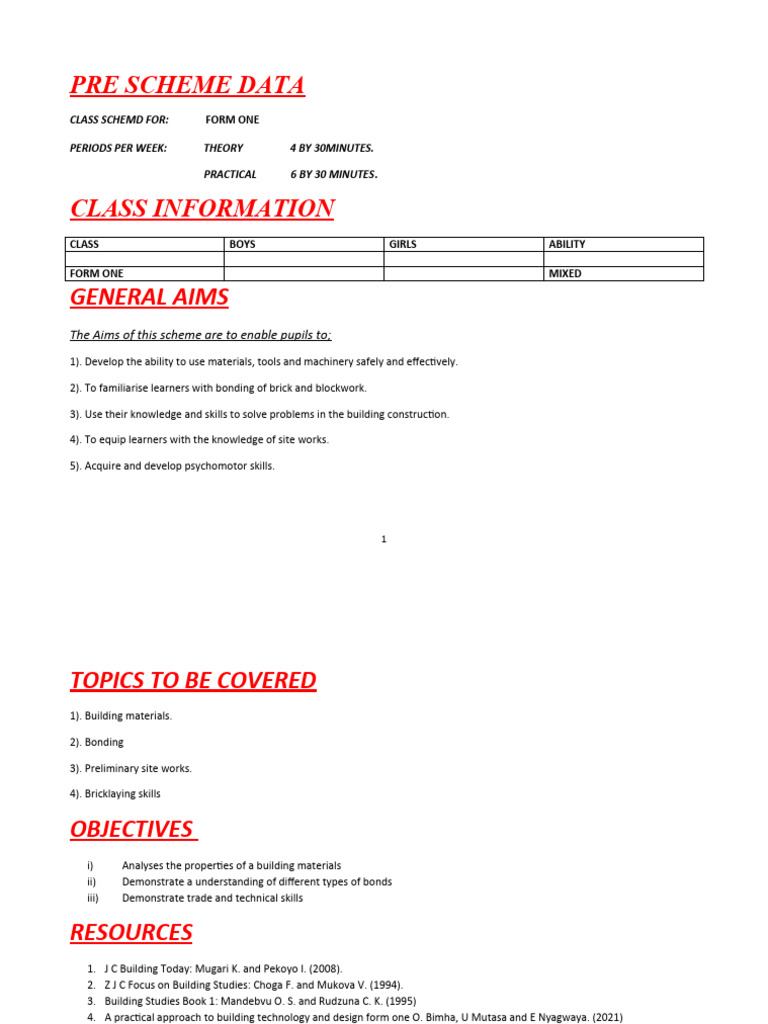Form 2 Term 2 Scheme 2022 | PDF | Learning | Concrete