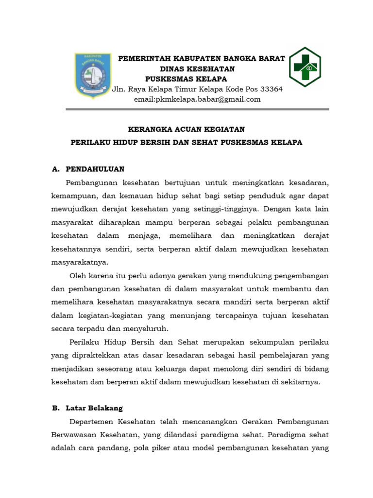 KAK Pendataan PHBS Rumah Tangga | PDF | Kesehatan Holistik