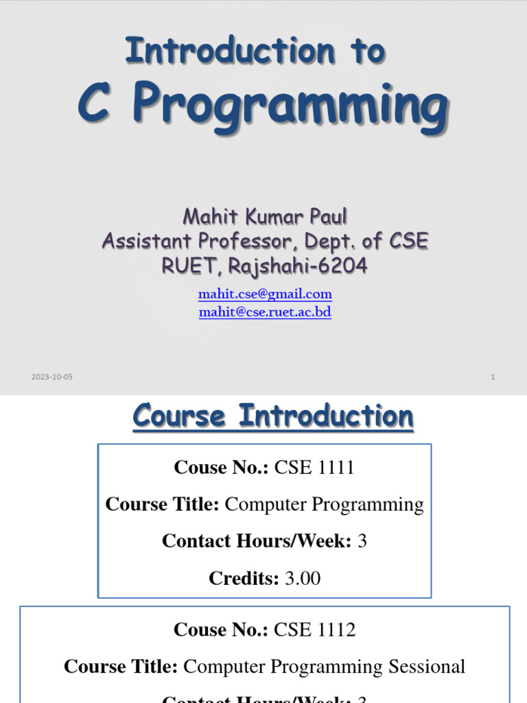 Introduction To Computer Programming With C Language | PDF | Data Type | Variable (Computer Science)