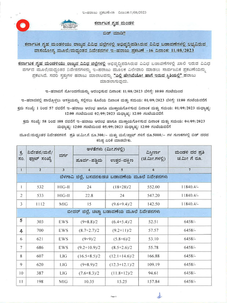 KHB E - Auction - Notification - Aug 2023 | PDF