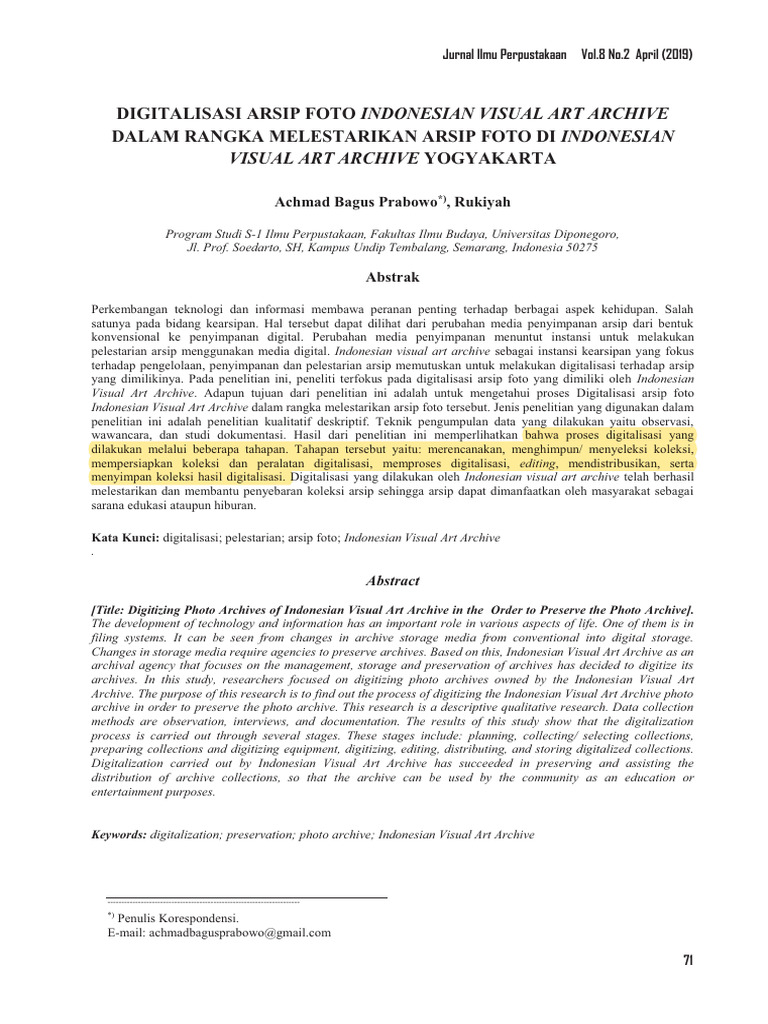 Digitalisasi Arsip Foto IVAA | PDF