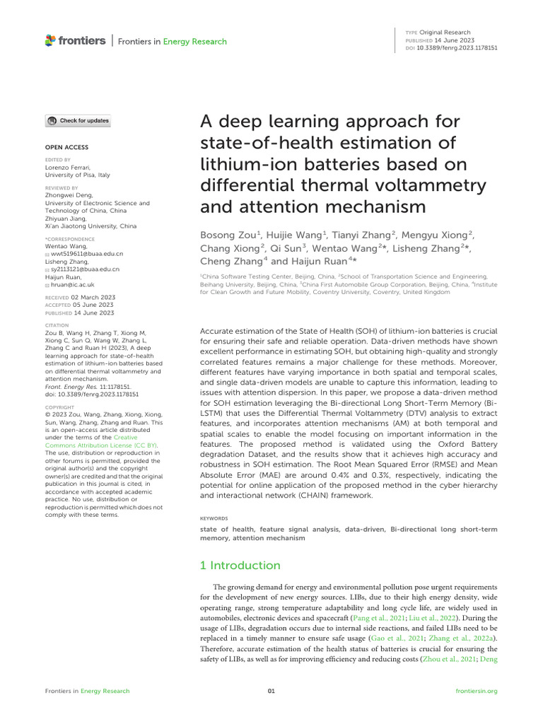 A Deep Learning Approach For State-Of-Health Estimation of Lithium-Ion Batteries Based On ...